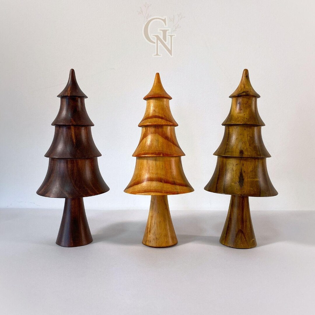 Layered Wooden Tree – Sculptural Solid Wood Decor for Shelf, Table or ...