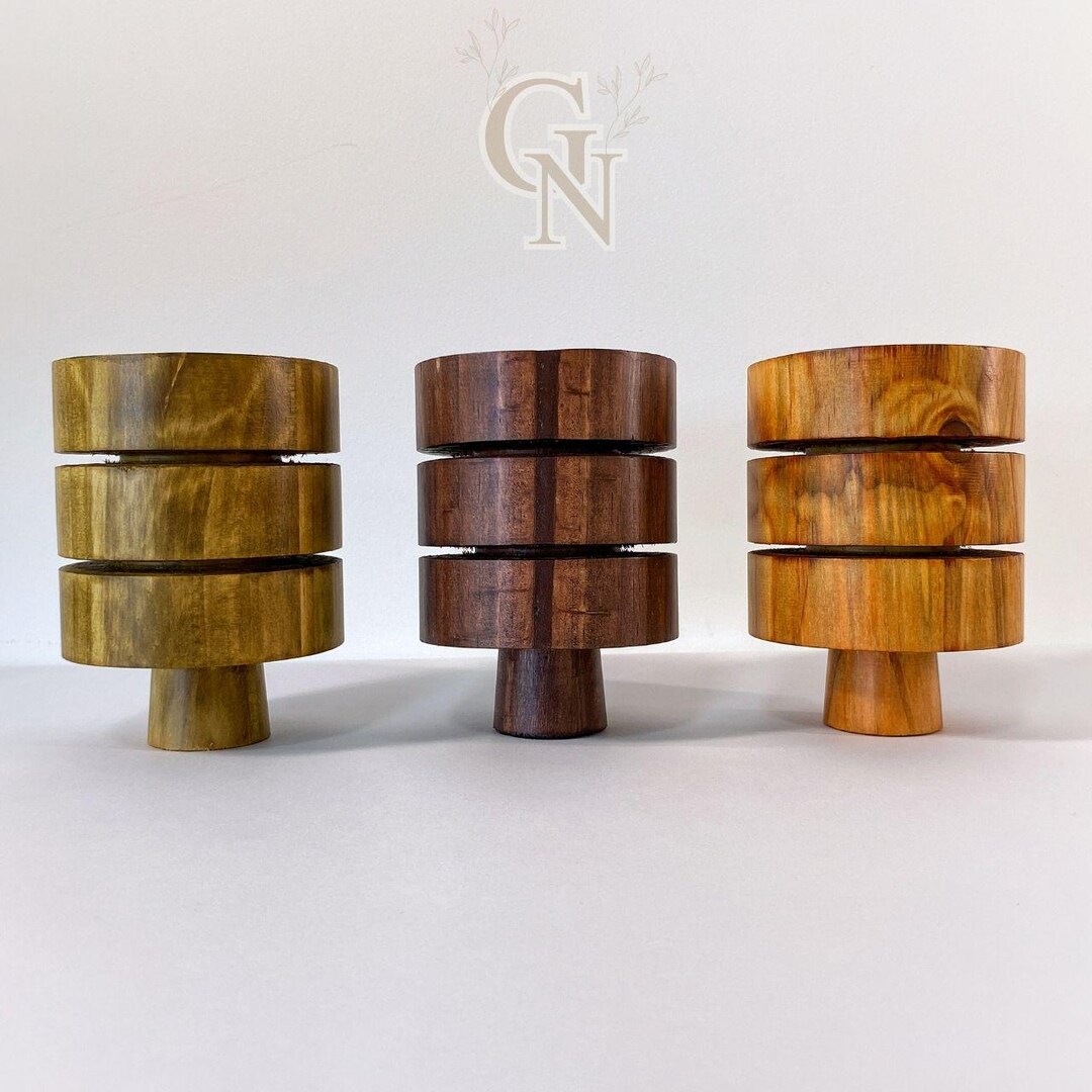 Segmented Wooden Cylinder – Solid Wood Rustic Modern Decor for Shelf ...