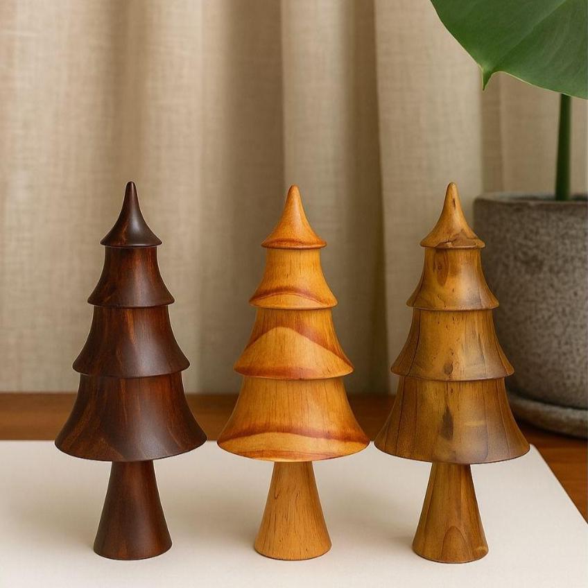 Layered Wooden Tree – Sculptural Solid Wood Decor for Shelf, Table or ...