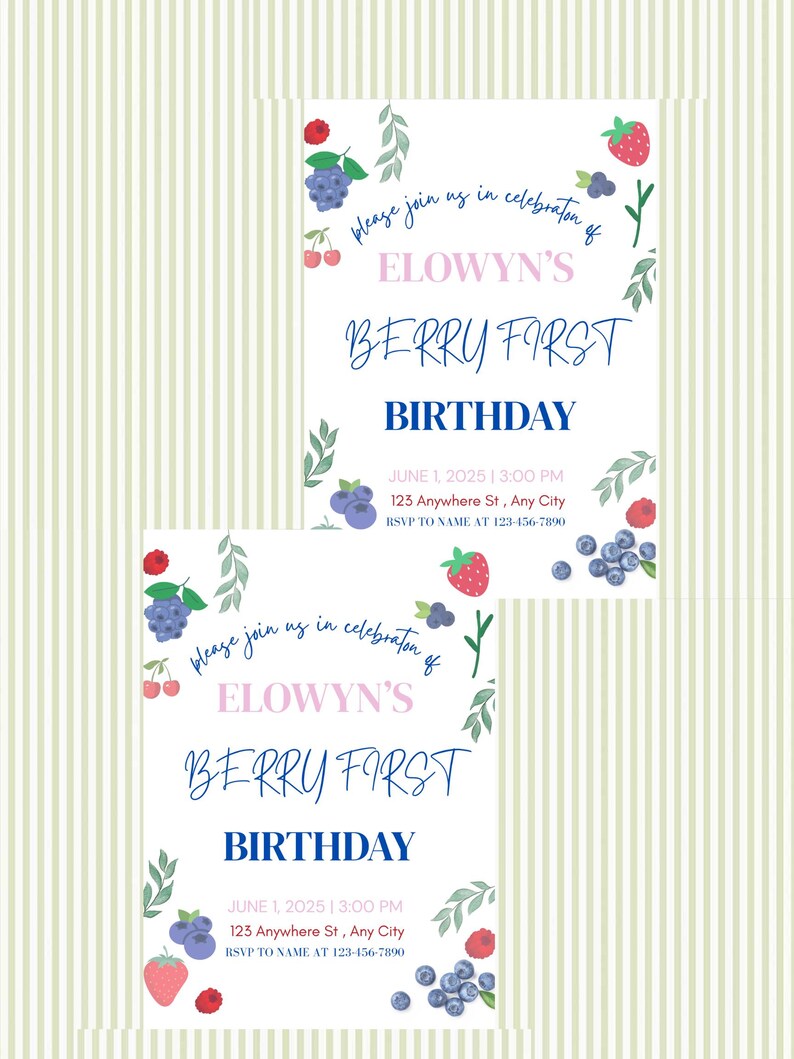 Berry First Birthday Invitation - Etsy