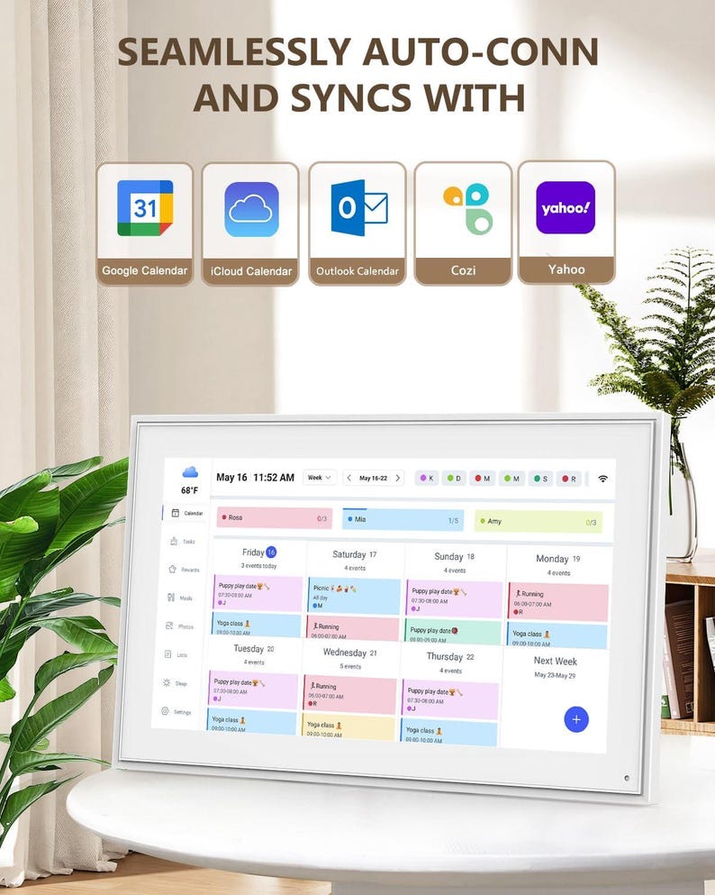 15-inch Digital Wall Planner: Interactive Touchscreen Calendar & Chore ...