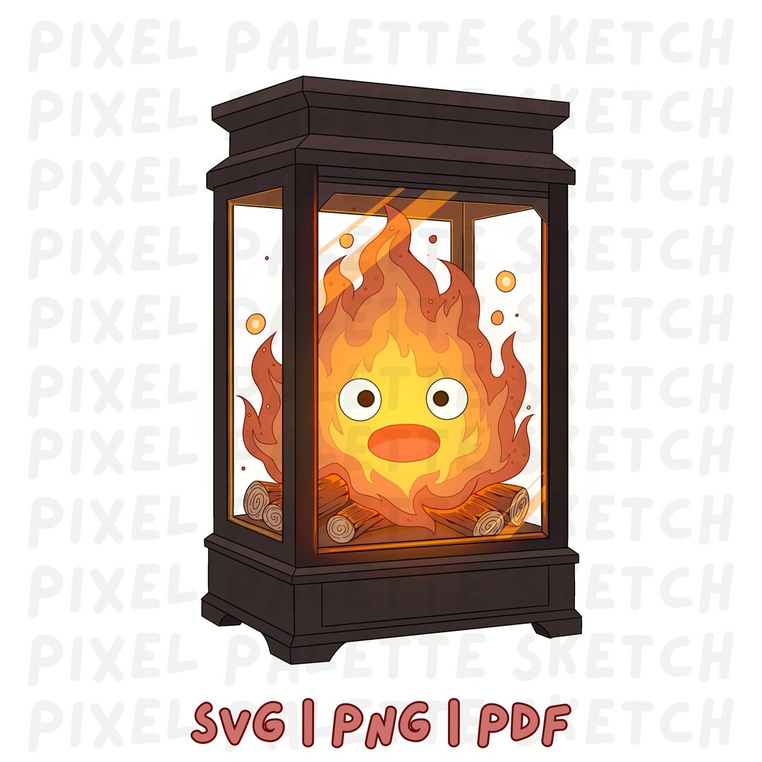 Calcifer Lantern Clip Art | Howl's Castle Anime Art | PNG, SVG, PDF ...