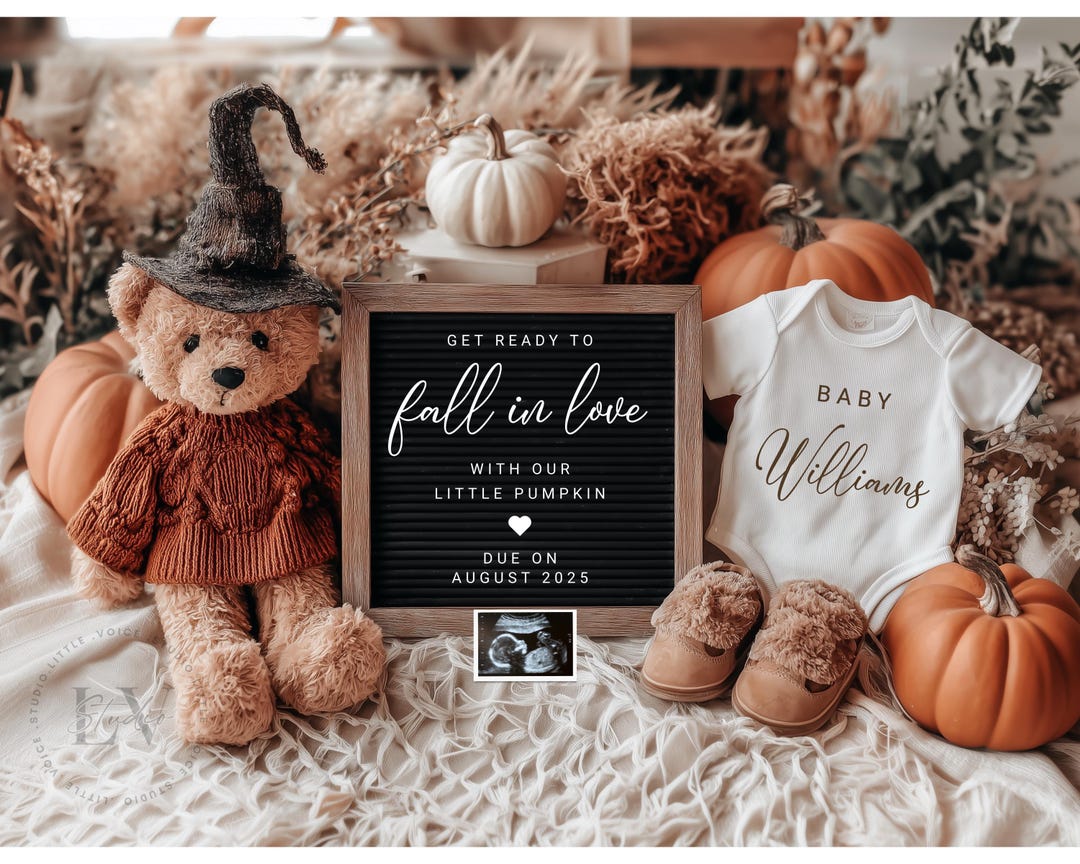 Fall Baby Announcement Digital Halloween Pregnancy Announcement Social ...