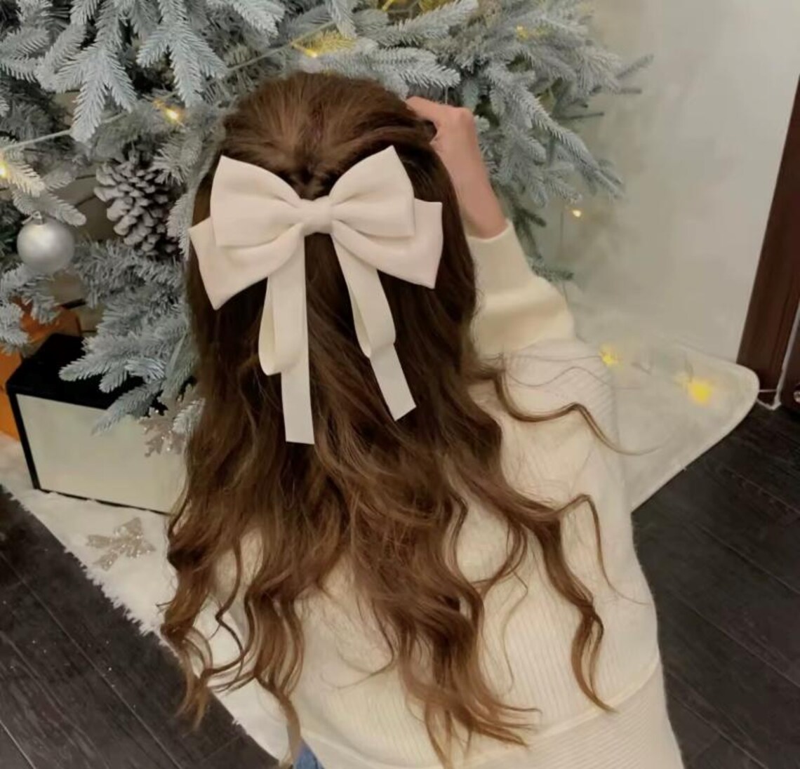 Bow Ribbon Hair Clip Fashion Retro Solid Satin Spring Clip Hairclip ...