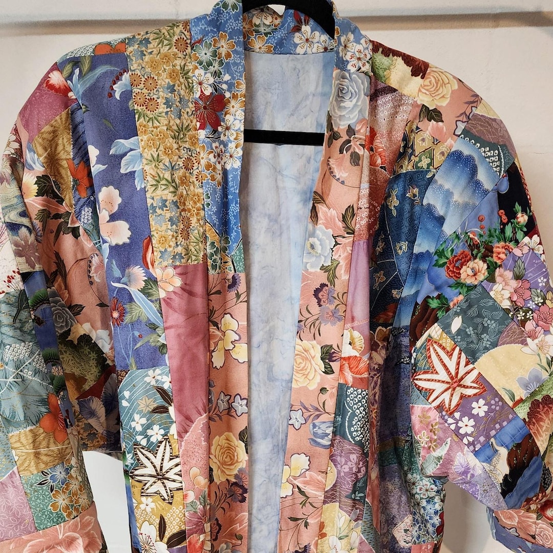 Quilted Boxy Jacket Handmade Patchwork Asian Inspired Size L Crisp ...