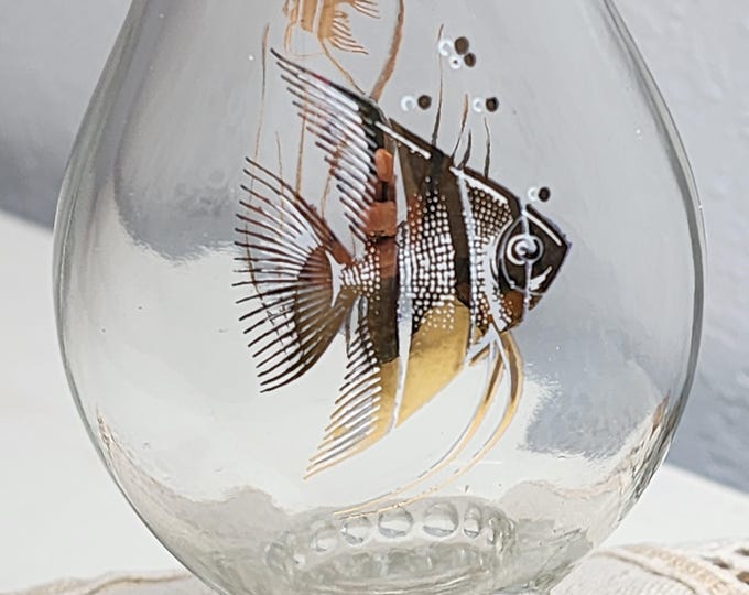 Vintage Avon 1978 Sea Fantasy Fish Glass Vase, Gold Fish-different ...