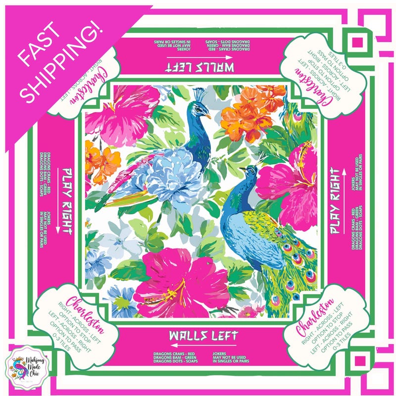 Mah Jongg Mat Peacocks - Etsy