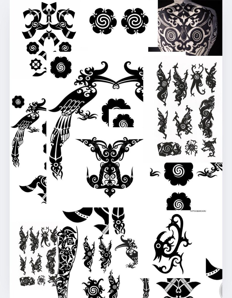 Traditional Iban Tattoo Design | Dayak Tribal Art | Borneo Kalingai ...