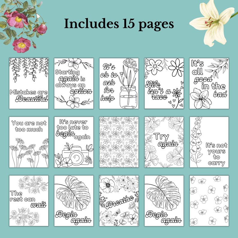 Coloring Pages Burnout Recovery, Mental Health Quotes, Affirmations for ...