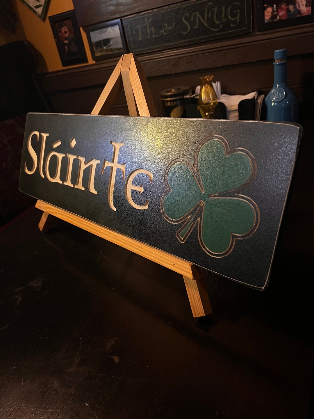 Sláinte W/shamrock/ Distressed Finish/ 7”x 24” Carved Hand Painted Sign (FREE DOMESTIC SHIPPING ...