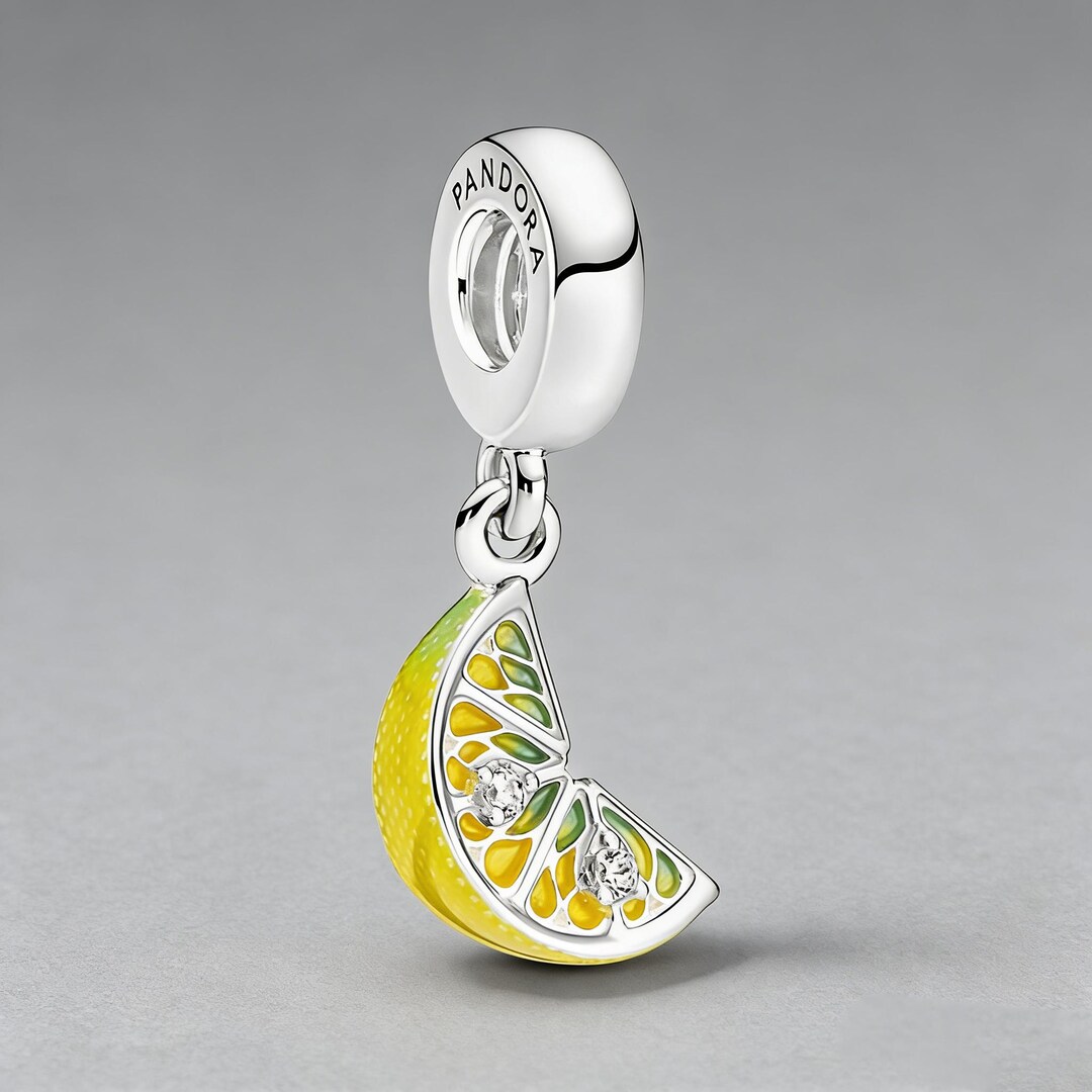 Sparkling Lemon Slice Charm,sterling Silver Dangle , Pandora Compatible ...