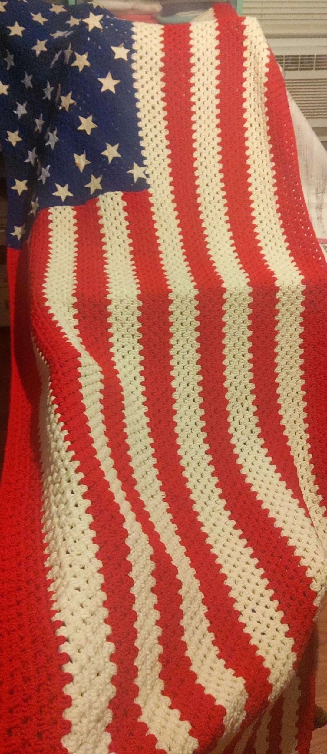 Large Handmade Crocheted American Flag Afghan - Etsy