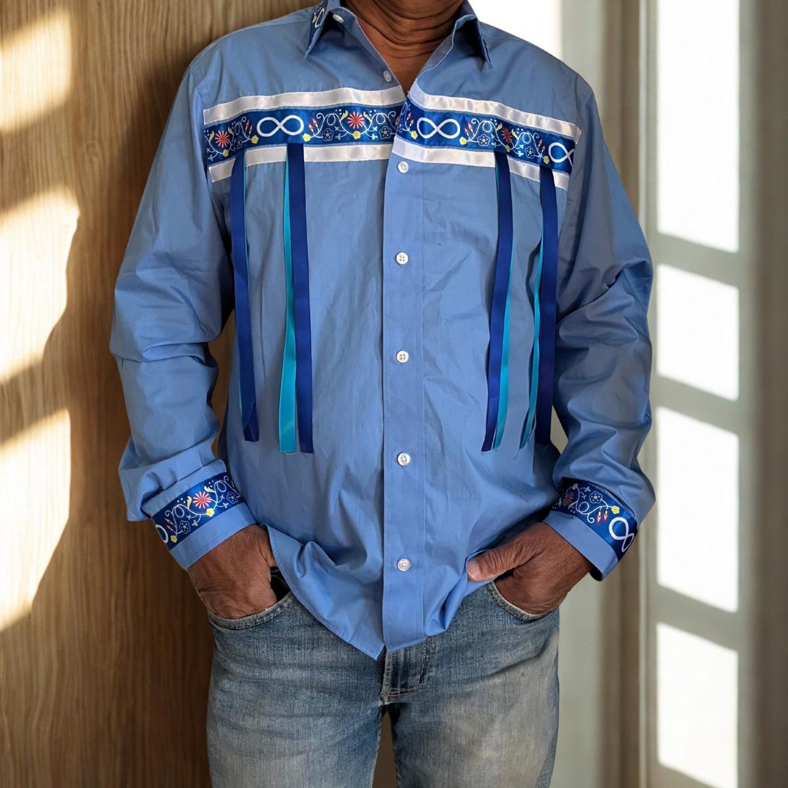 Métis Ribbon Shirt – Mens & Boys Indigenous Shirt, Powwow Regalia ...