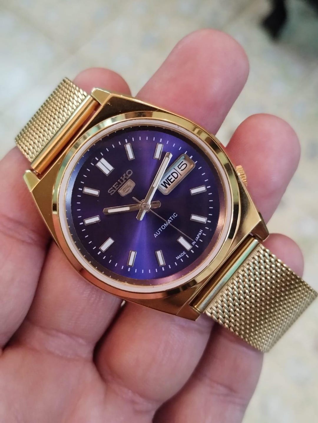 Vintage Seiko 5 Mens Automatic Blue Pre-owned Japan Classy Dial Working ...