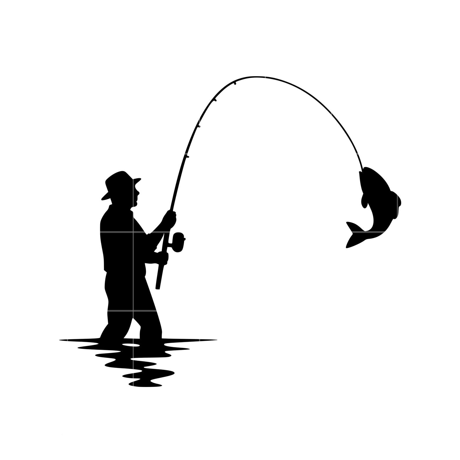 Fisherman Silhouette Clipart: Bass Catch Graphic (digital Download) - Etsy