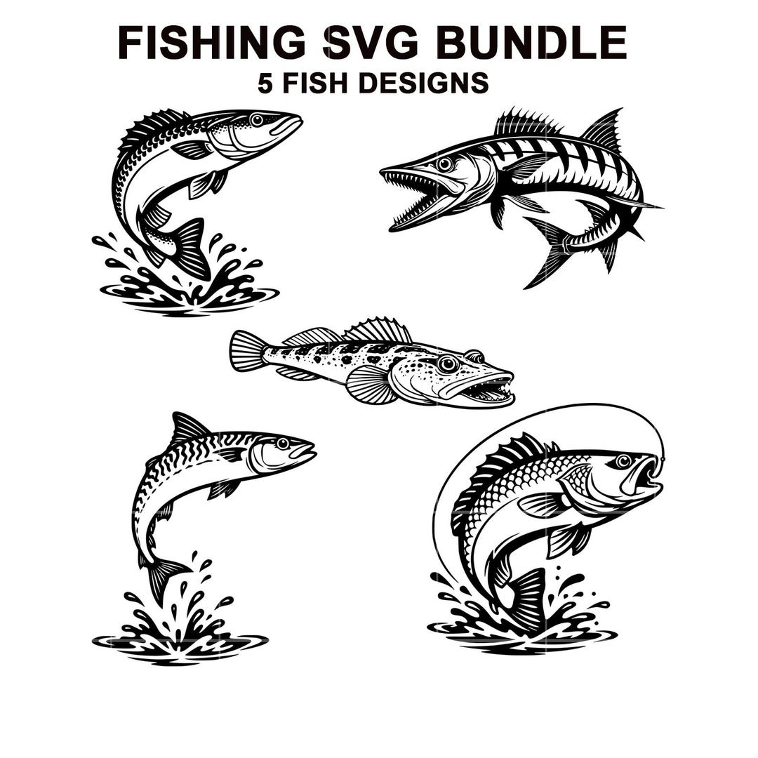 Fishing Fish SVG Clipart Bundle | Whiting Barramundi Flathead Mackerel ...