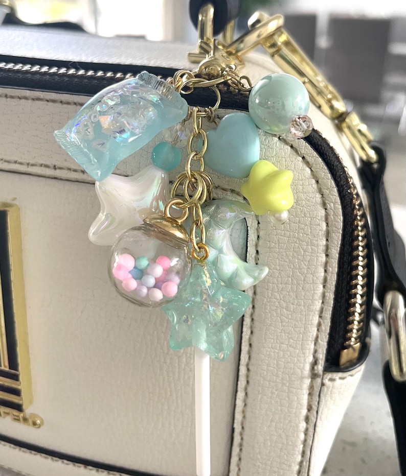Kawaii Candy Star Moon Bag Charm: Handmade Resin Acrylic Keychain ...