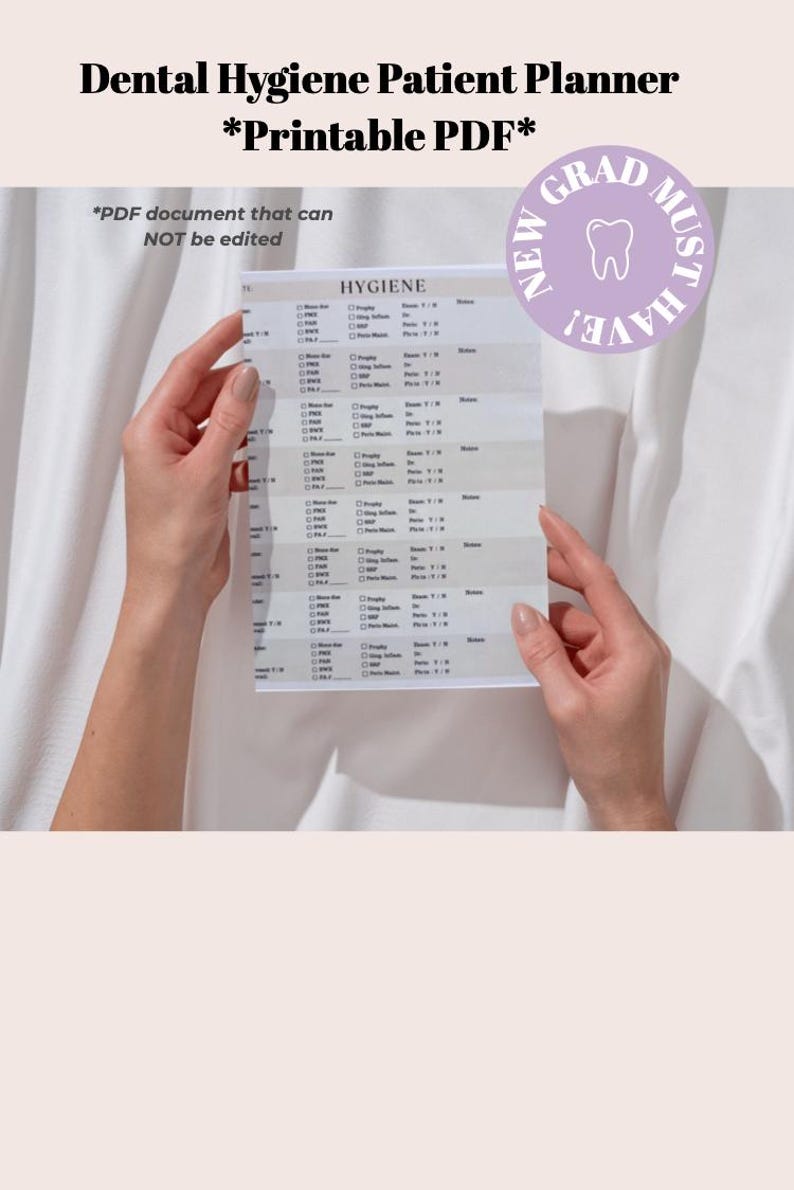 Dental Hygiene Patient Planner *printable PDF* *printable Hygiene ...
