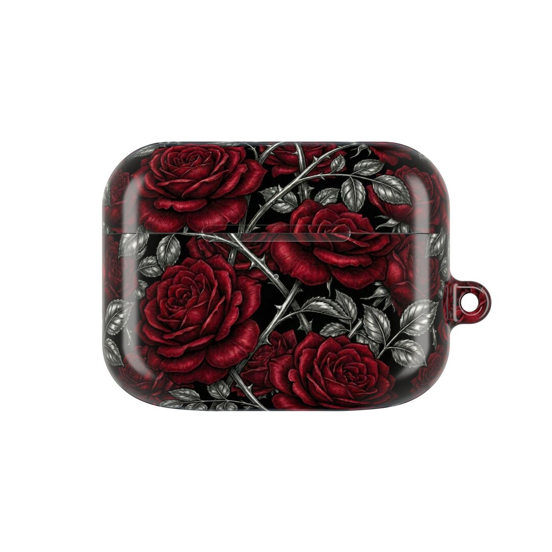 Gothic Red Roses With Thorns AirPod Case | Dark Gothic Floral, Silver ...