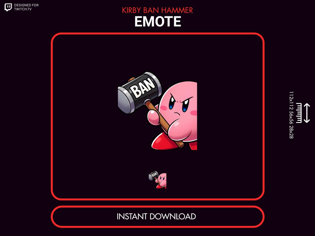 Kirby Ban Hammer Emote – Funny Angry Kirby Emoji, Kawaii Twitch ...