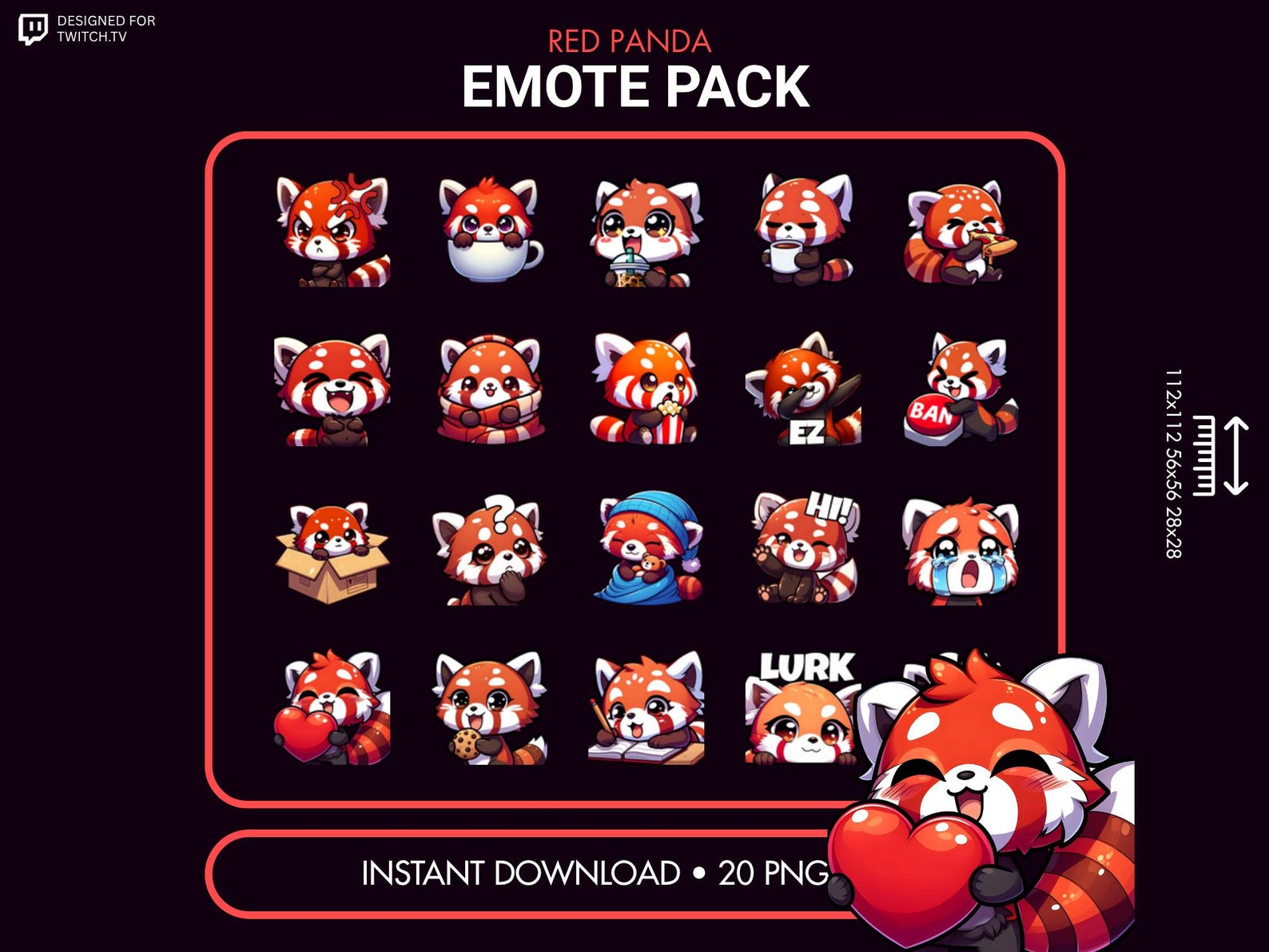 Red Panda Emote Pack 20x – Cute Kawaii Twitch Emotes, Discord Emoji ...