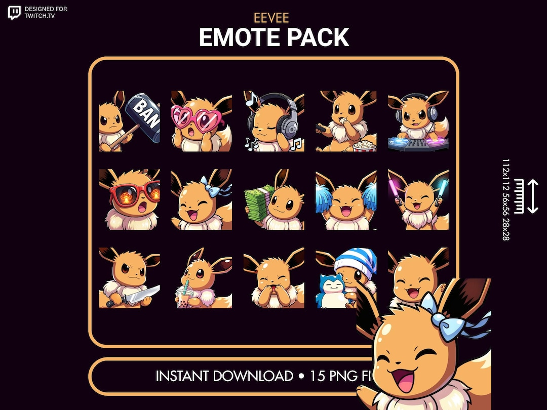 Cute Eevee Emote Pack 15x – Twitch Emotes & Discord Emoji Bundle ...