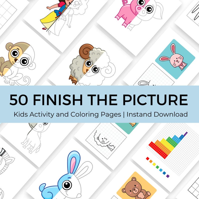 Finish the Picture Worksheets for Kids | Complete the Drawing Activity ...