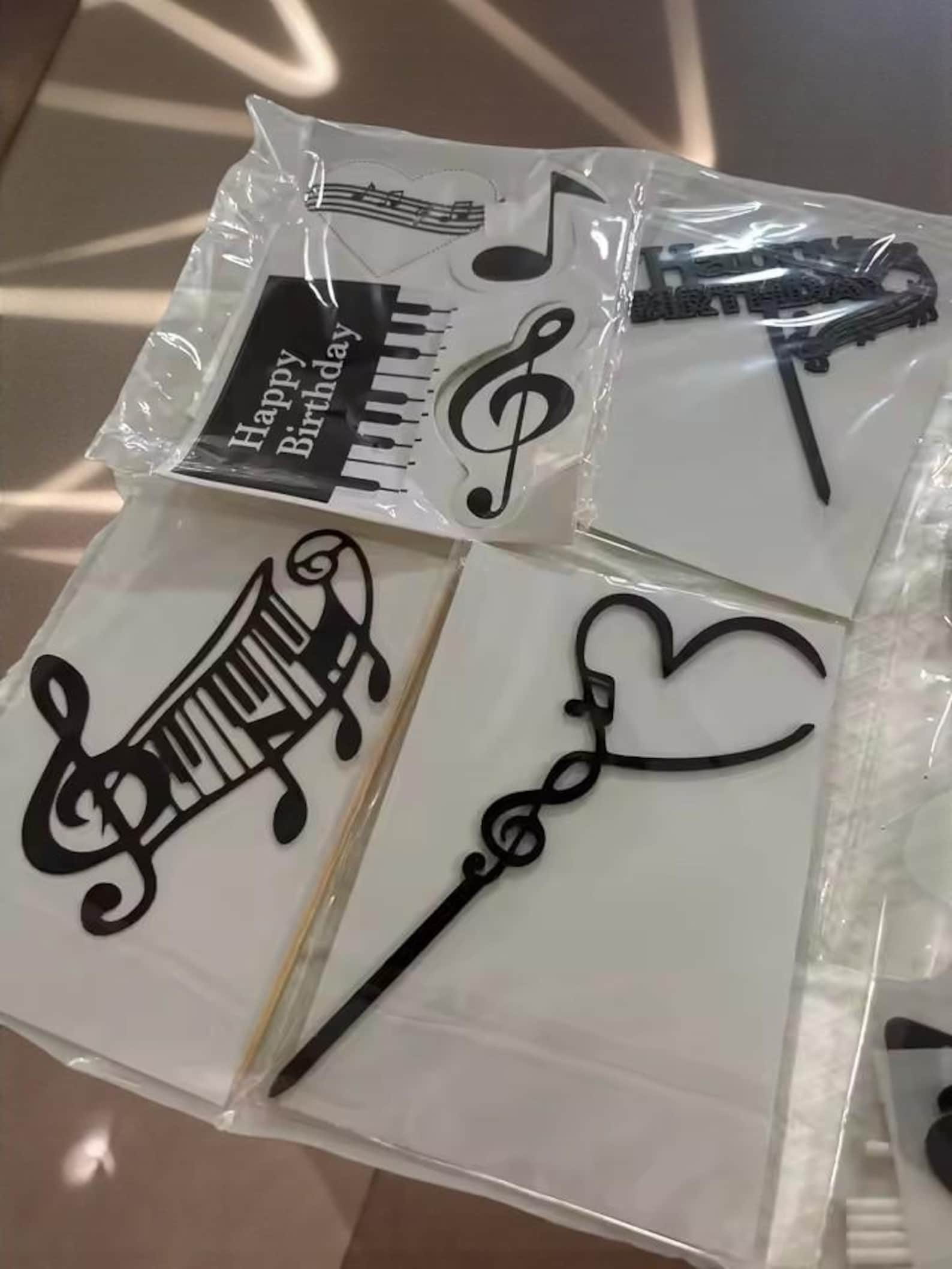 Guitar & Music Notes Cake Topper Set | Rock Theme Birthday Cake ...