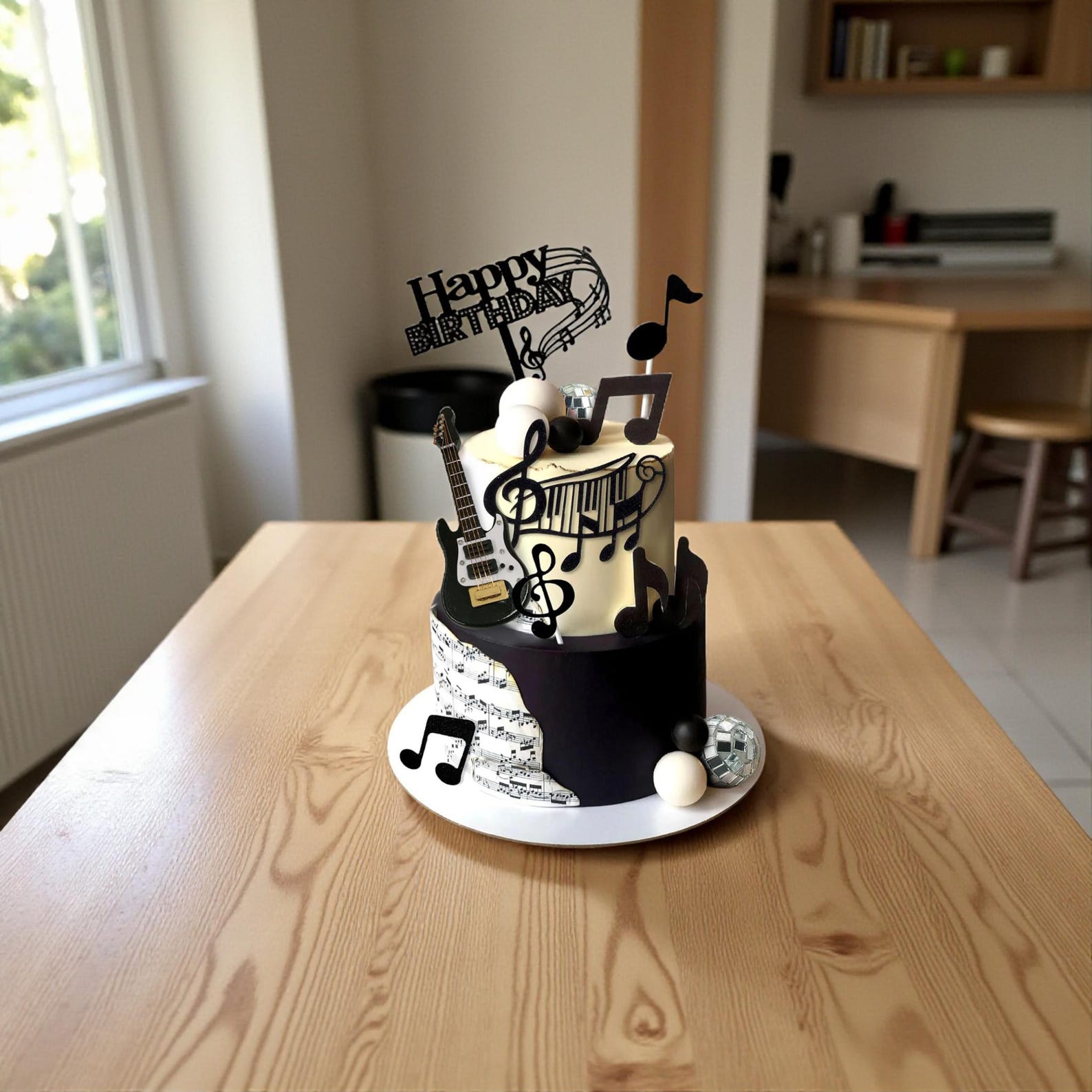 Guitar & Music Notes Cake Topper Set | Rock Theme Birthday Cake ...