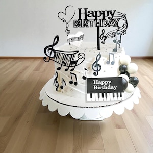 Guitar & Music Notes Cake Topper Set | Rock Theme Birthday Cake ...