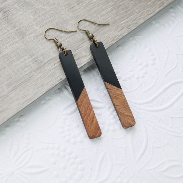 Wood Resin Earrings - Etsy