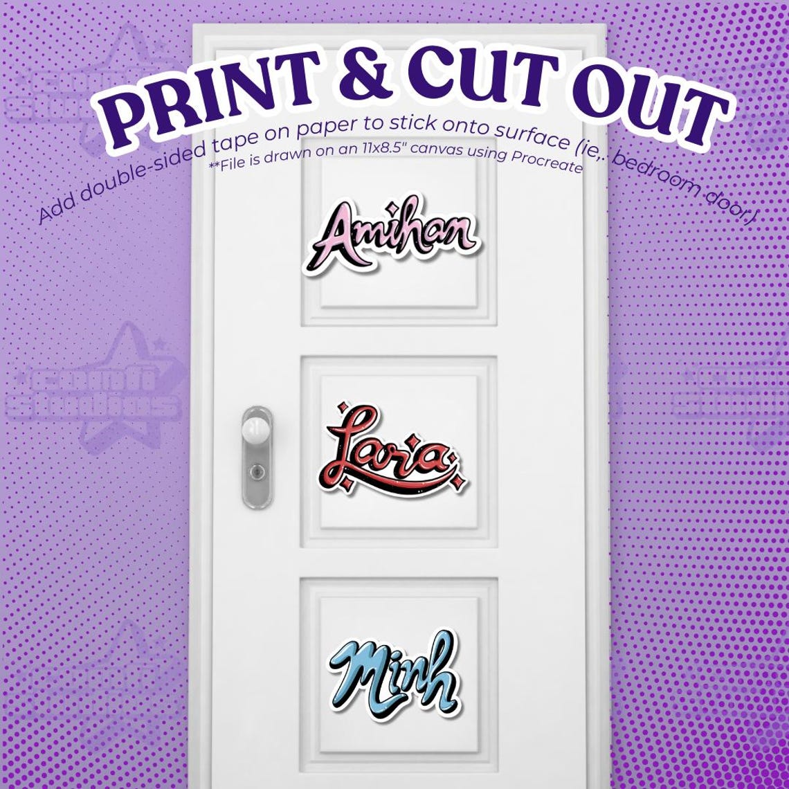 Custom Hand Drawn Name Cards - Cuttable Personalized Name Card; DIGITAL ...