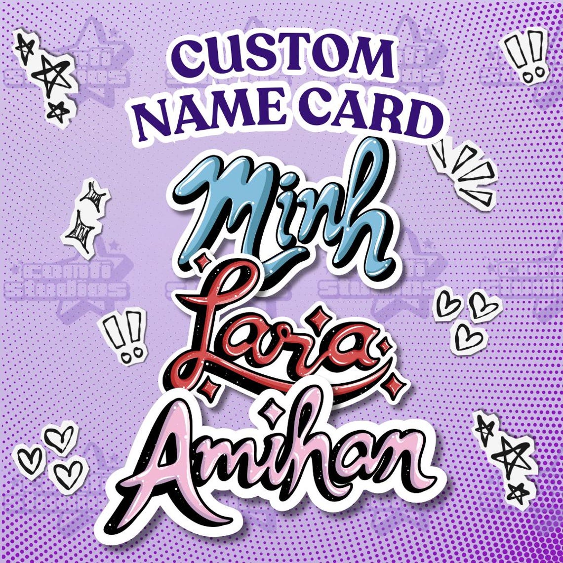 Custom Hand Drawn Name Cards - Cuttable Personalized Name Card; DIGITAL ...
