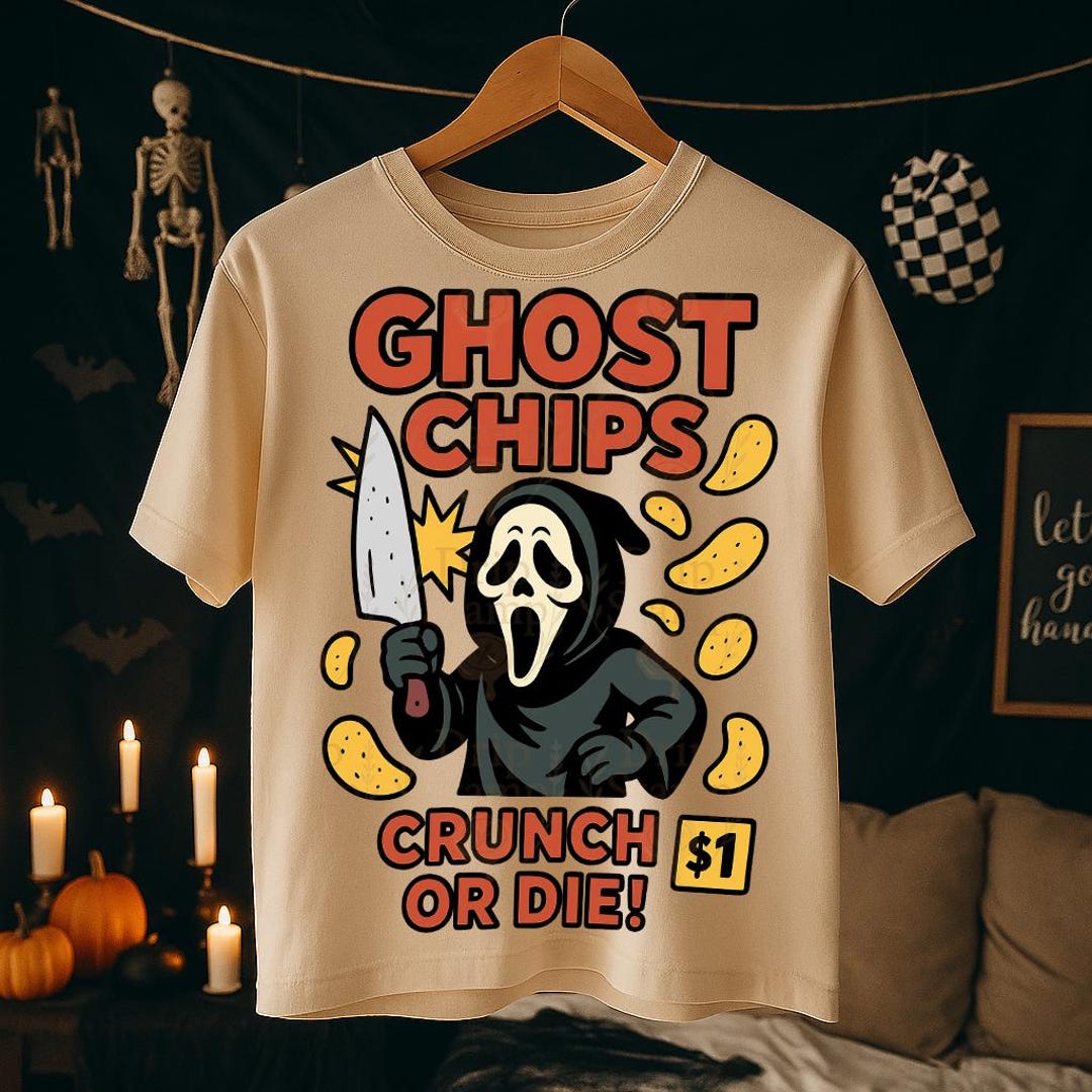 Ghostface Potato Chips Halloween Png, Retro Horror Snack Clipart ...