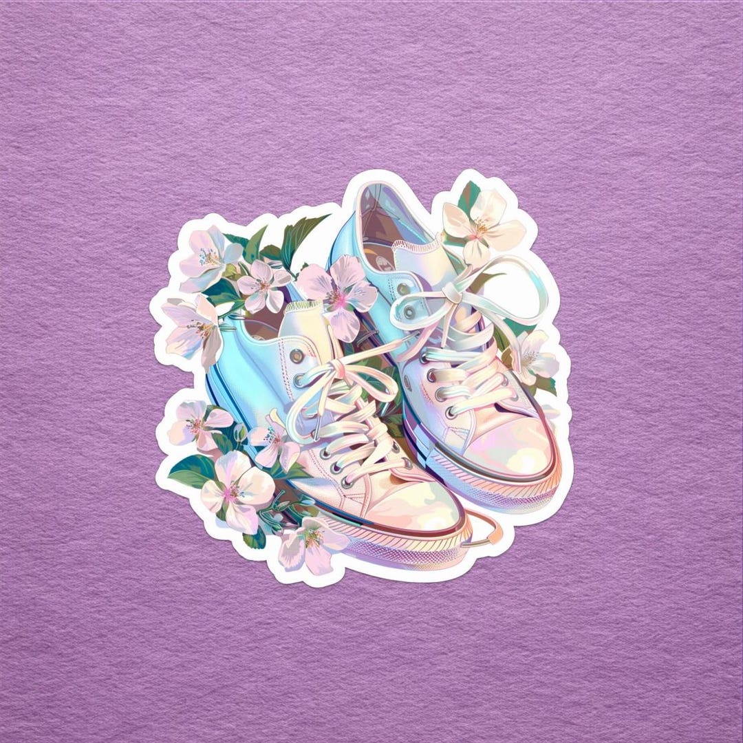 Floral Converse Shoe Sticker - Vinyl Decal - Holographic Option - Etsy