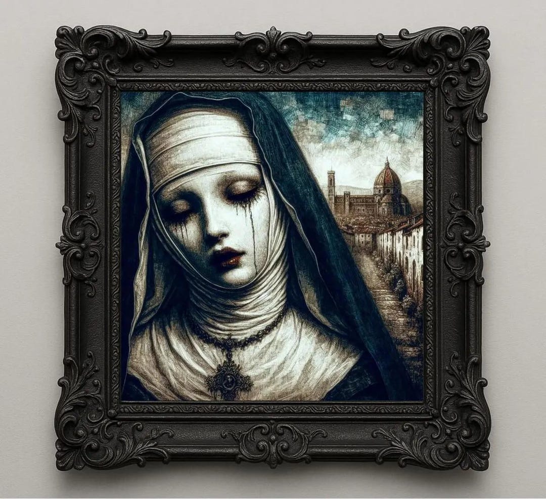 Nun Original Art, Instant Download, Oil Painting, Victorian Art, Wall ...
