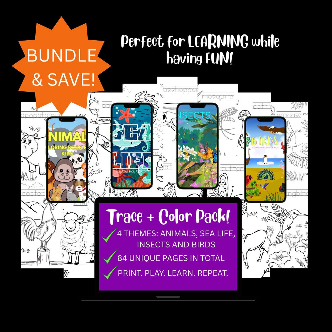 Editable Trace and Color Worksheets: Kids' Printable Activity Pack ...