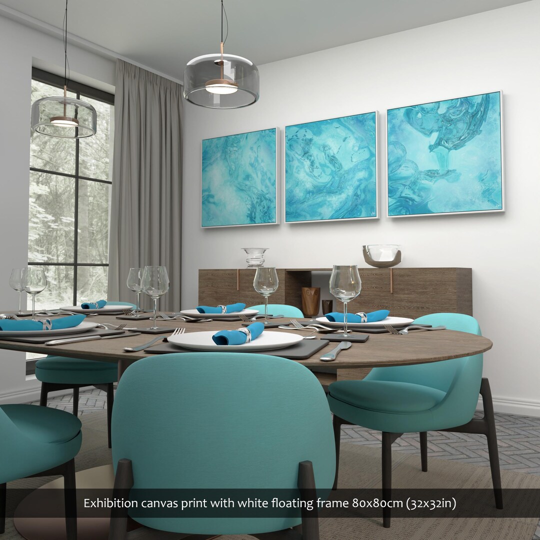 Azure Blue Abstract Art Prints: Minimalist Ocean Wall Decor (digital ...