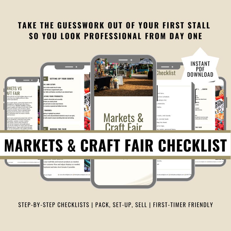 Craft Fair Checklist | Market Stall Vendor Guide (printable PDF A4 Size ...