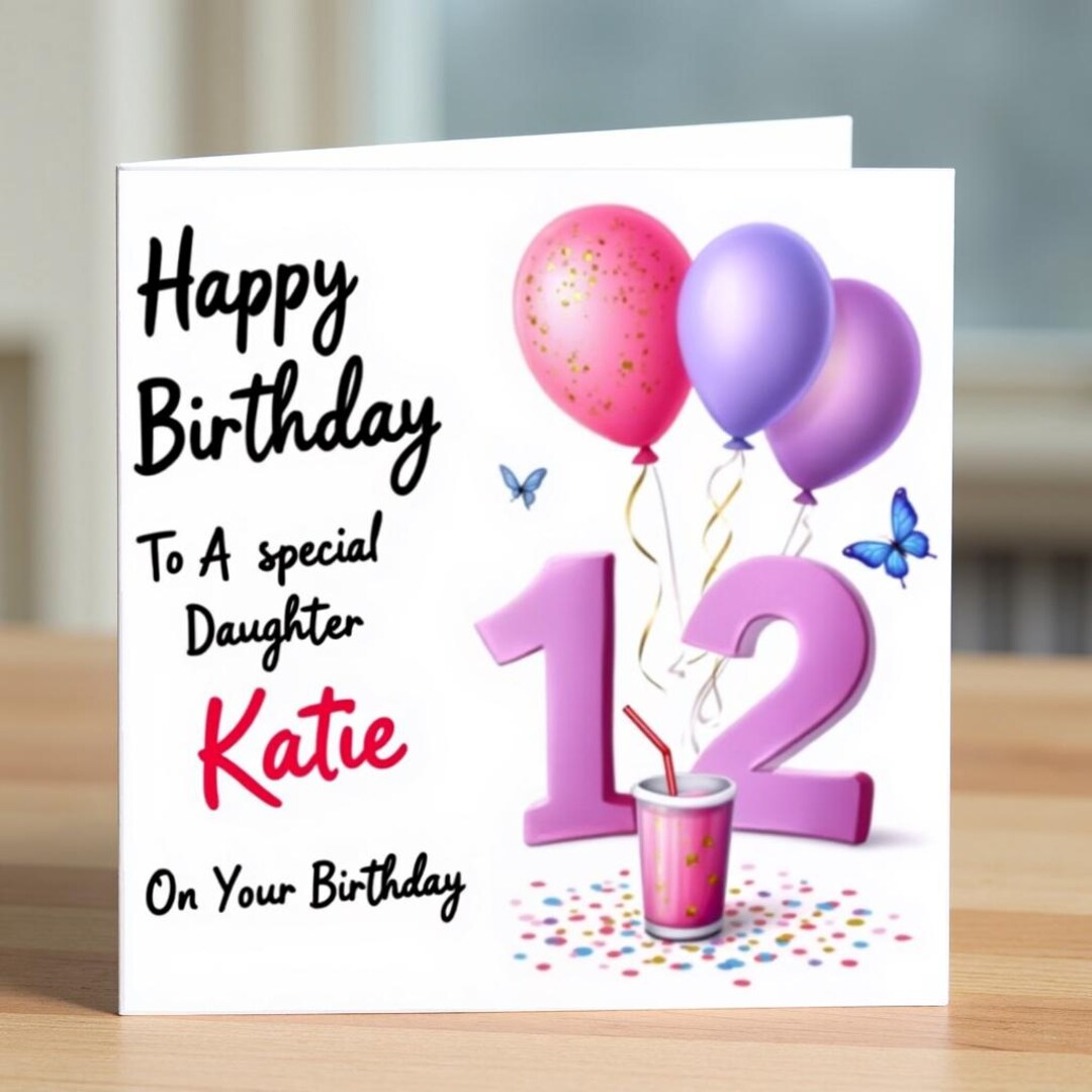 12th Birthday Card | 12th Birthday Card | Birthday Day Card for Her ...