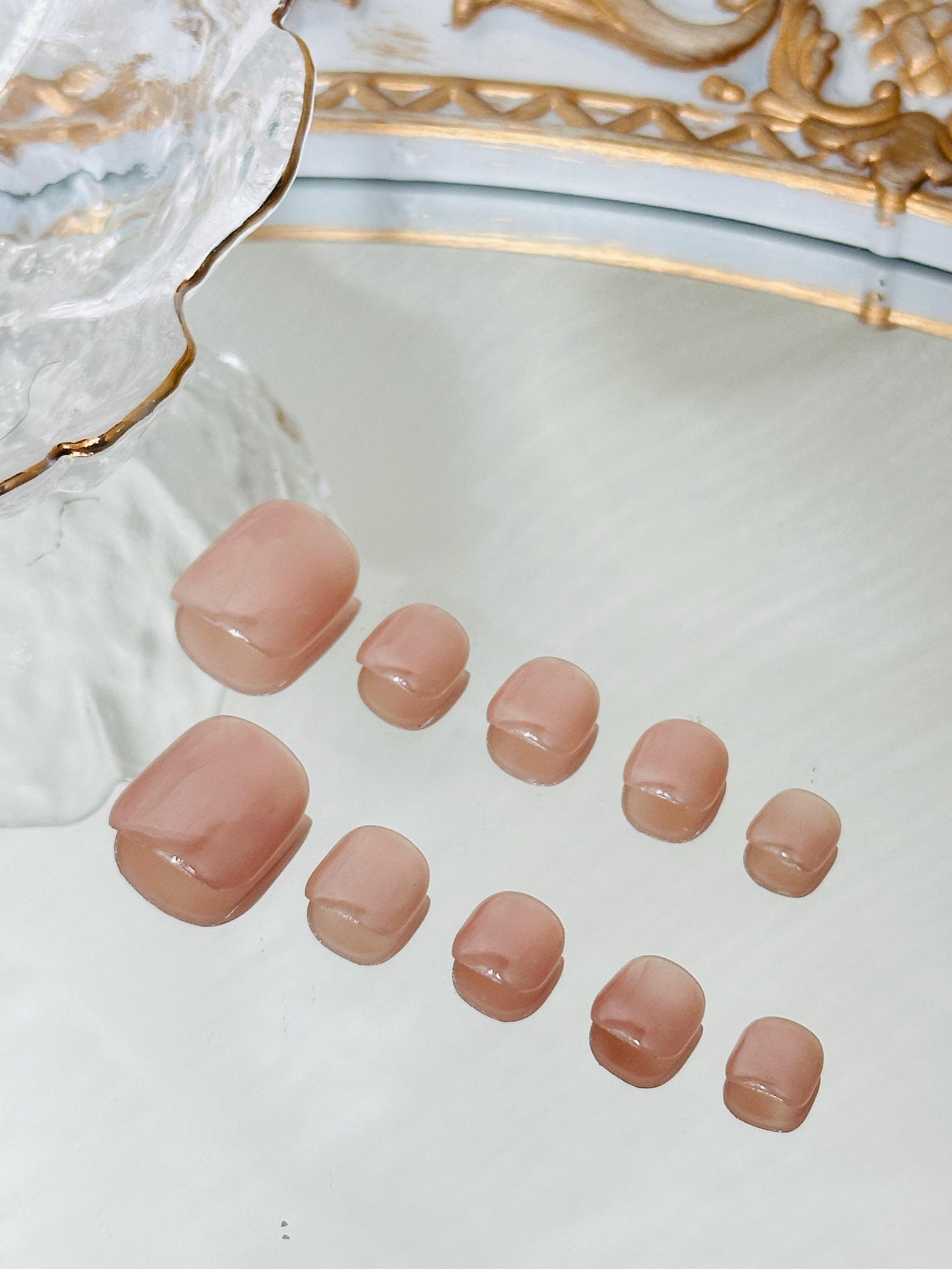 Hailey Bieber Glazed Donut Toe Nails, Pearl Pink Chrome Press on ...