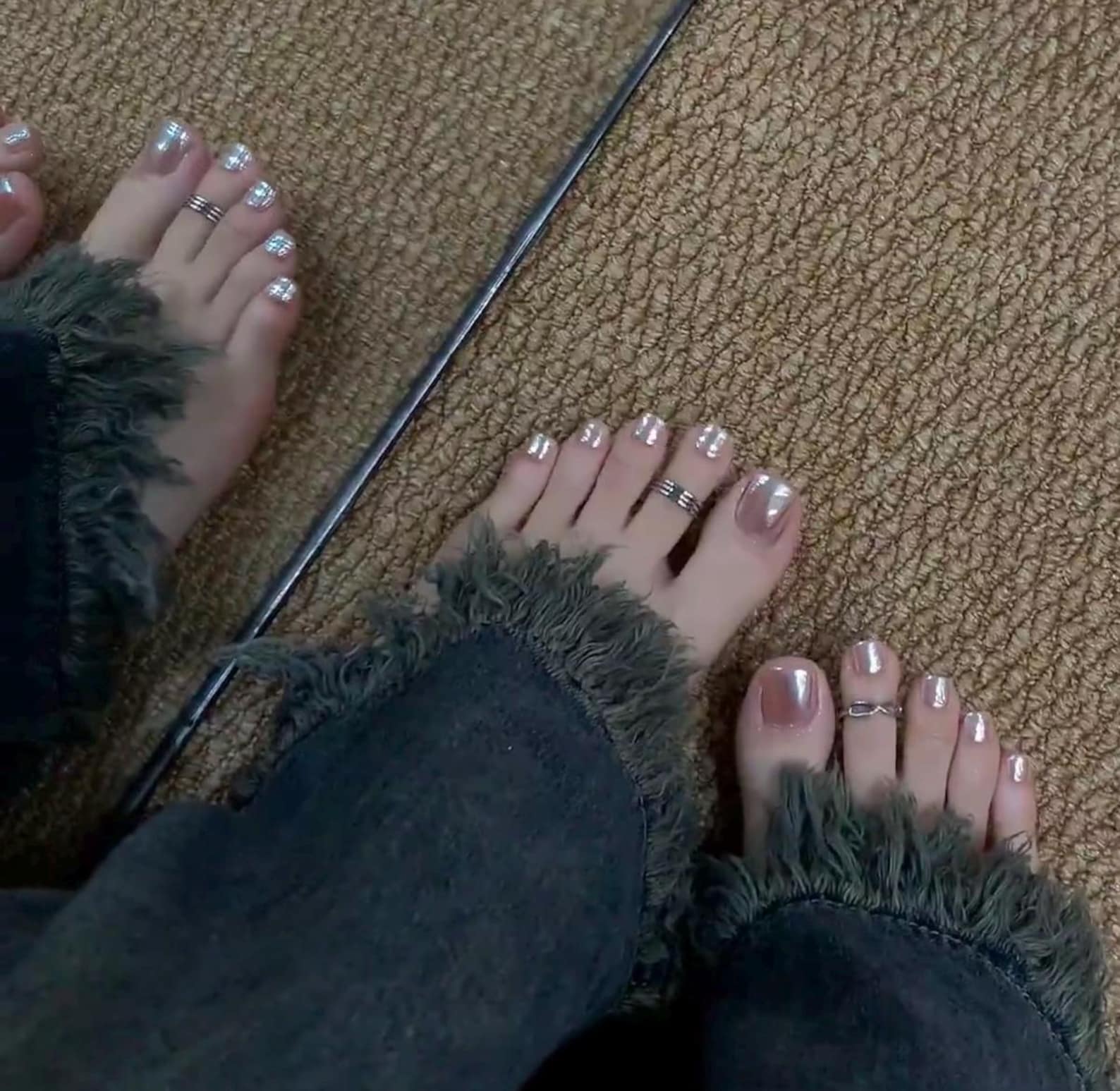 Hailey Bieber Glazed Donut Toe Nails, Pearl Pink Chrome Press on ...