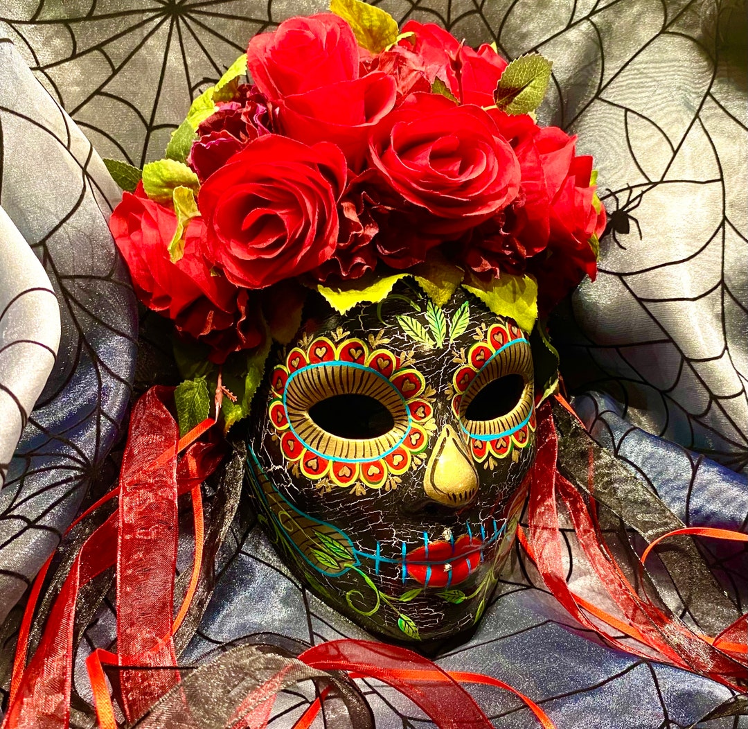 Day of the Dead Catrina Mask Masquerade Traditional Mexican Art OOAK - Etsy