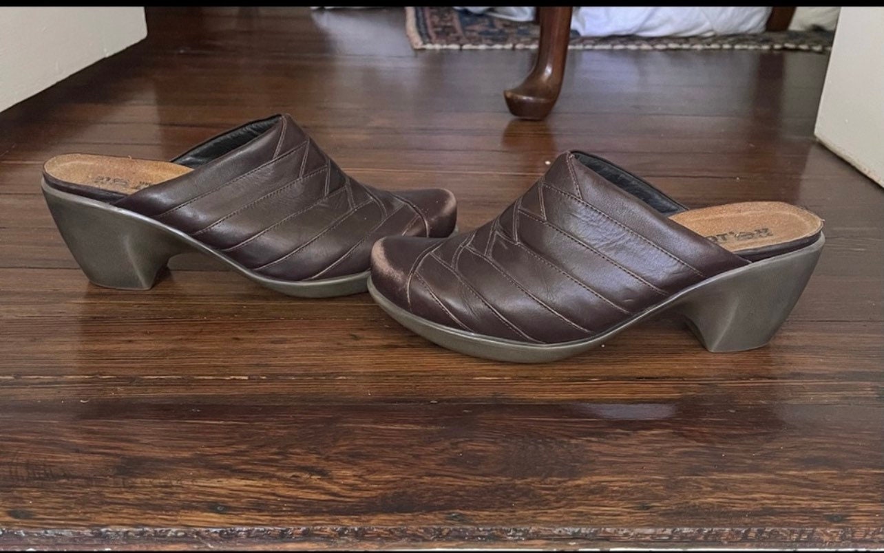Vintage NAOT Soft Brown Leather Clogs Size 6 Woven - Etsy