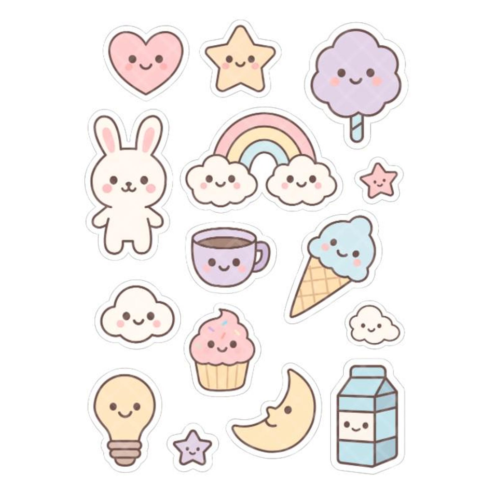 Kawaii Cute Pastel Clipart Bundle | Png, Jpg, Svg, Pdf Files ...