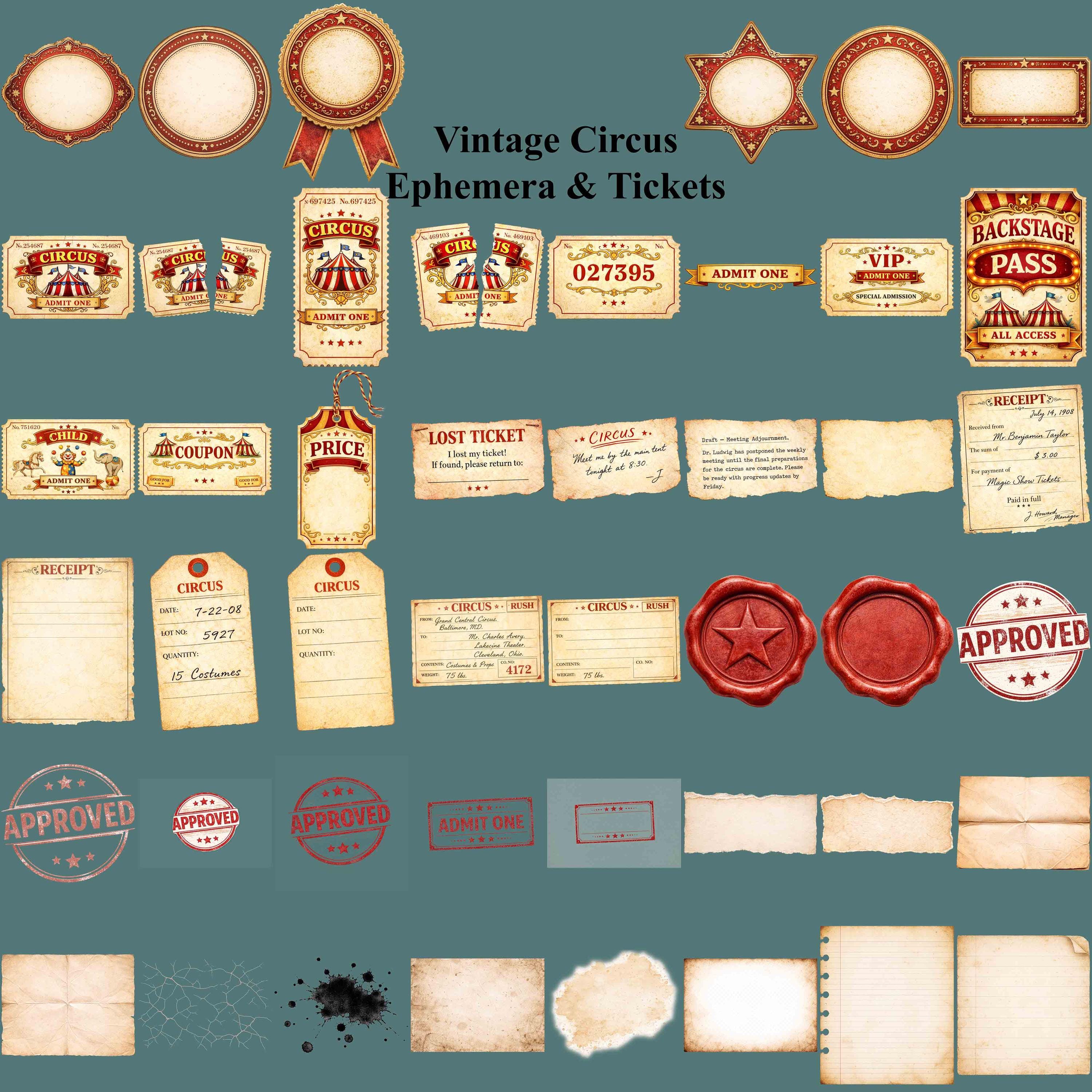 Vintage Circus Mega Bundle 150 PNG | Circus Clipart, Junk Journal ...