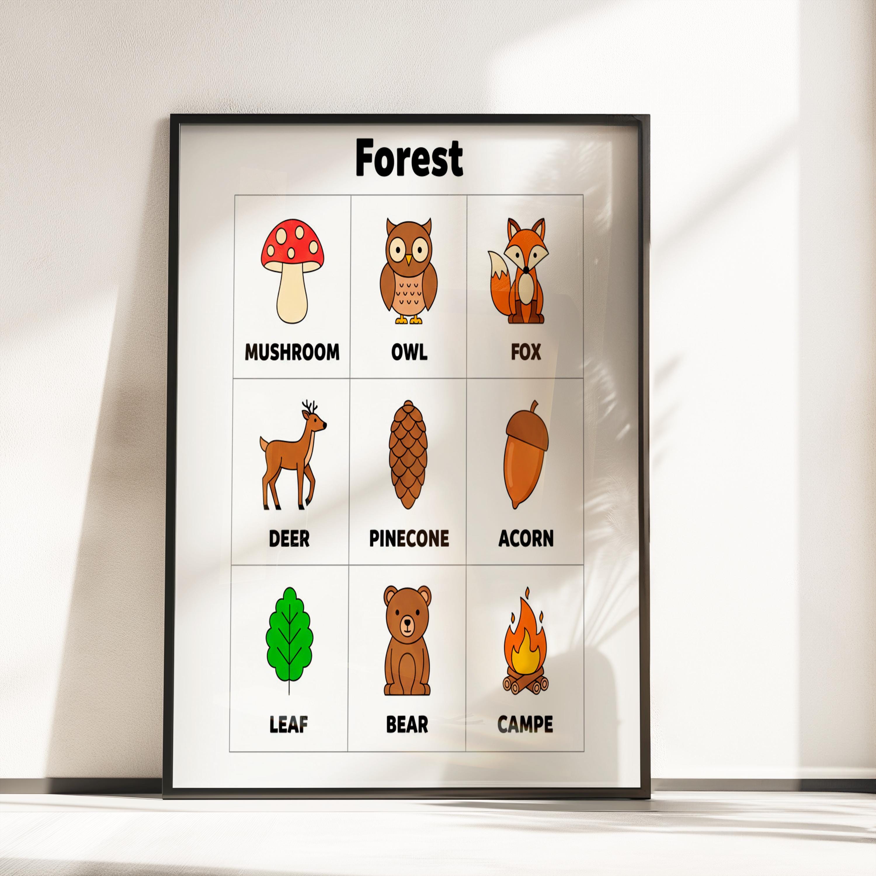 Forest Animals Poster | Woodland Animals Chart for Kids | Preschool ...