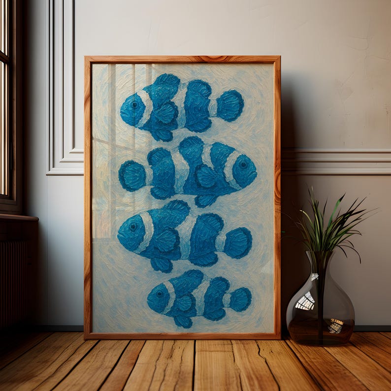 Clownfish Watercolor Print: Retro Coastal Wall Art (digital Download ...
