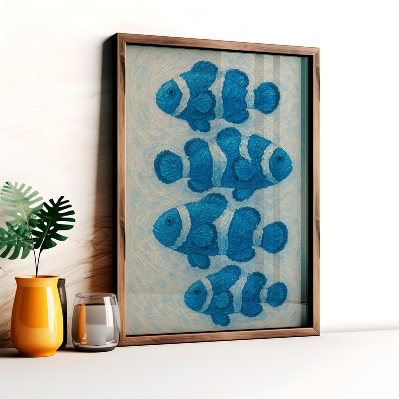 Clownfish Watercolor Print: Retro Coastal Wall Art (digital Download ...