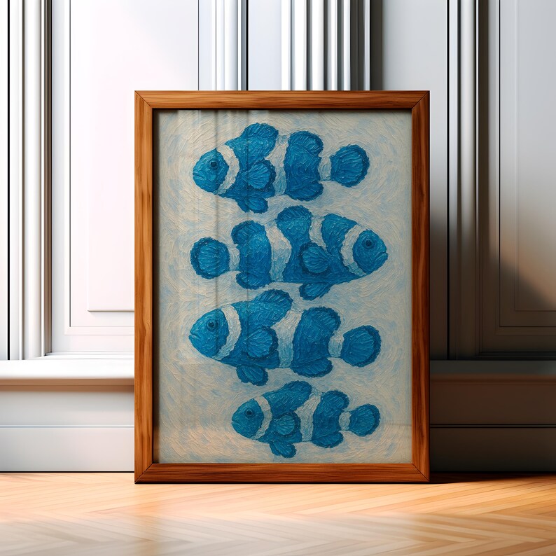 Clownfish Watercolor Print: Retro Coastal Wall Art (digital Download ...